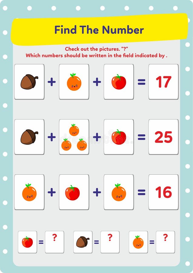 Calculation Exercises and Brain Training for Kids Stock Illustration ...