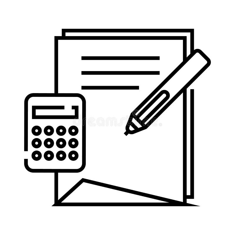Calculation Process Line Icon, Concept Sign, Outline Vector ...