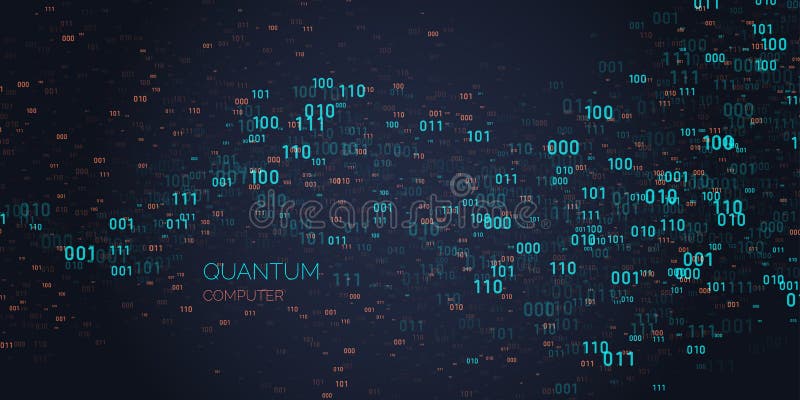 Calculation Quantum Computer. Analysis and Data Transfer Stock Vector ...