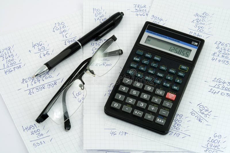 Calculator Pencil Math stock image. Image of five, graphs - 4378621