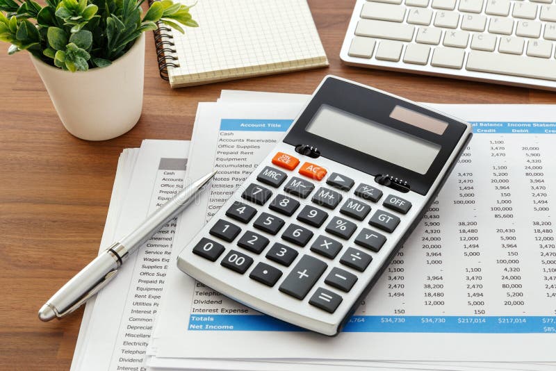Financial Accounting with Calculator and Fianancial Data Stock Image ...
