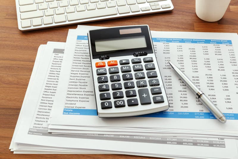 Financial Accounting with Calculator and Fianancial Data Stock Image ...