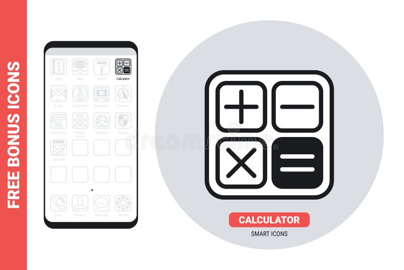 Calculator Application Icon for Smartphone, Tablet, Laptop or Other ...