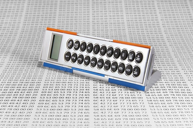 Calculator on the Background of Codes Stock Image - Image of computing ...