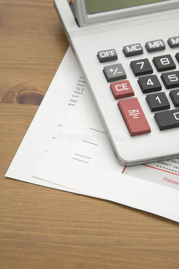 Close Up of a Calculator on Bank Statement Stock Image - Image of ...
