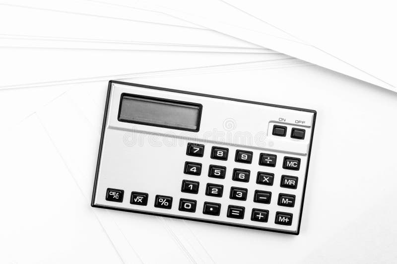 Calculator on Blank Paper Sheets Stock Image - Image of keyboard ...