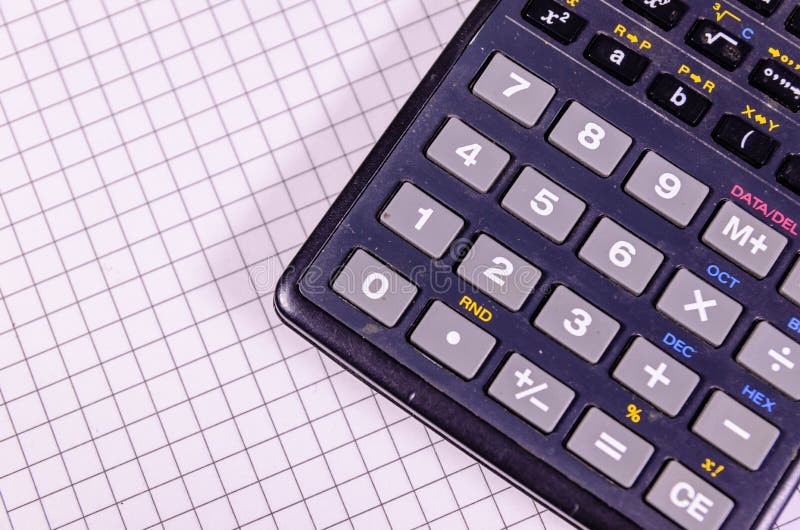 Calculator on Blank Sheet of Paper. Top View Stock Image - Image of ...