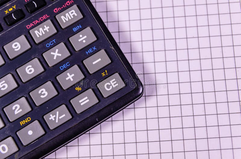 Calculator on Blank Sheet of Paper. Top View Stock Photo - Image of ...
