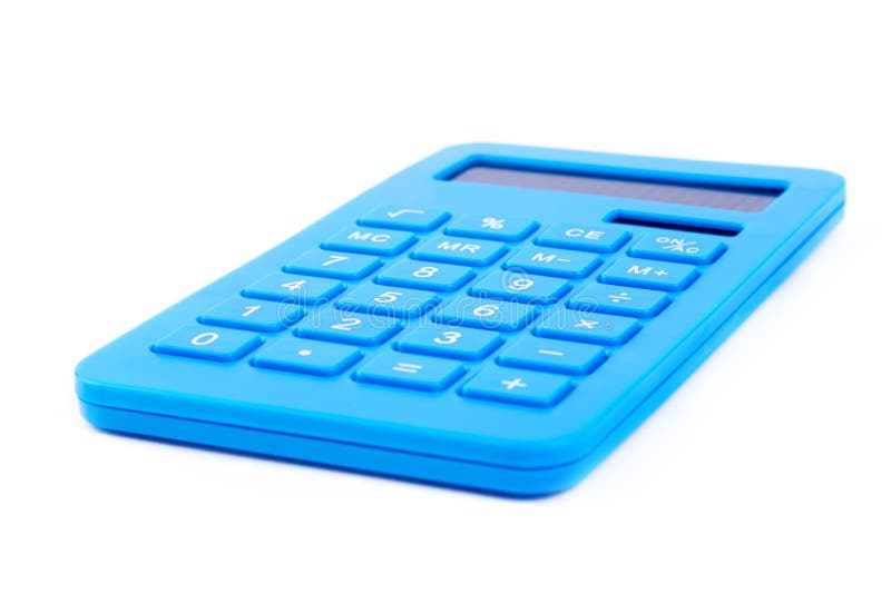 Big Blue Calculator Isolate on a White Background Stock Photo - Image ...