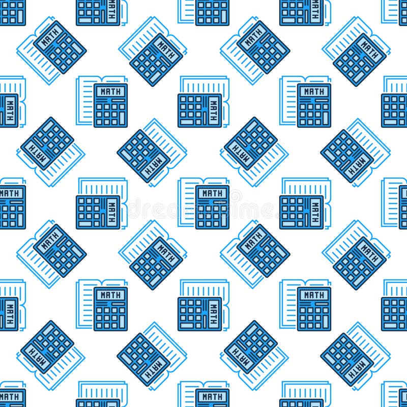 Calculator with Book Vector Mathematics Blue Seamless Pattern Stock ...