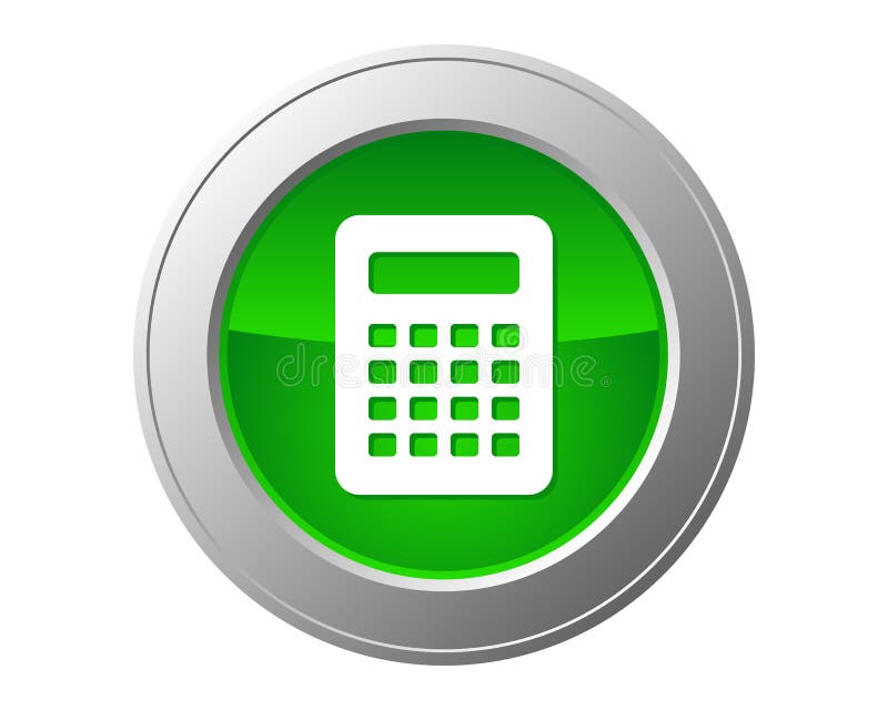 Calculator Icon Glossy Green Round Button Stock Illustration ...