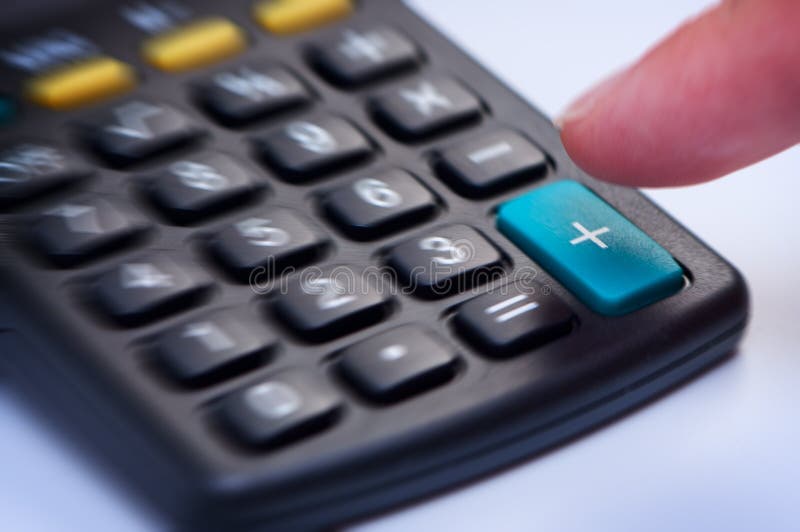Calculator with Button Plus. Stock Photo - Image of color, numbers ...