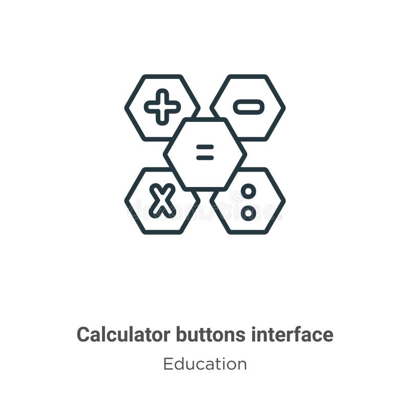 Calculator Buttons Interface Symbol Outline Vector Icon. Thin Line ...