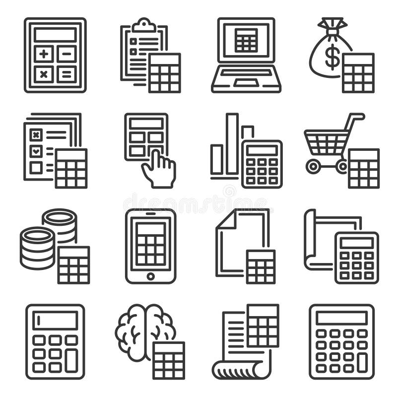 Mathematics Icons Set stock vector. Illustration of scissors - 40985308