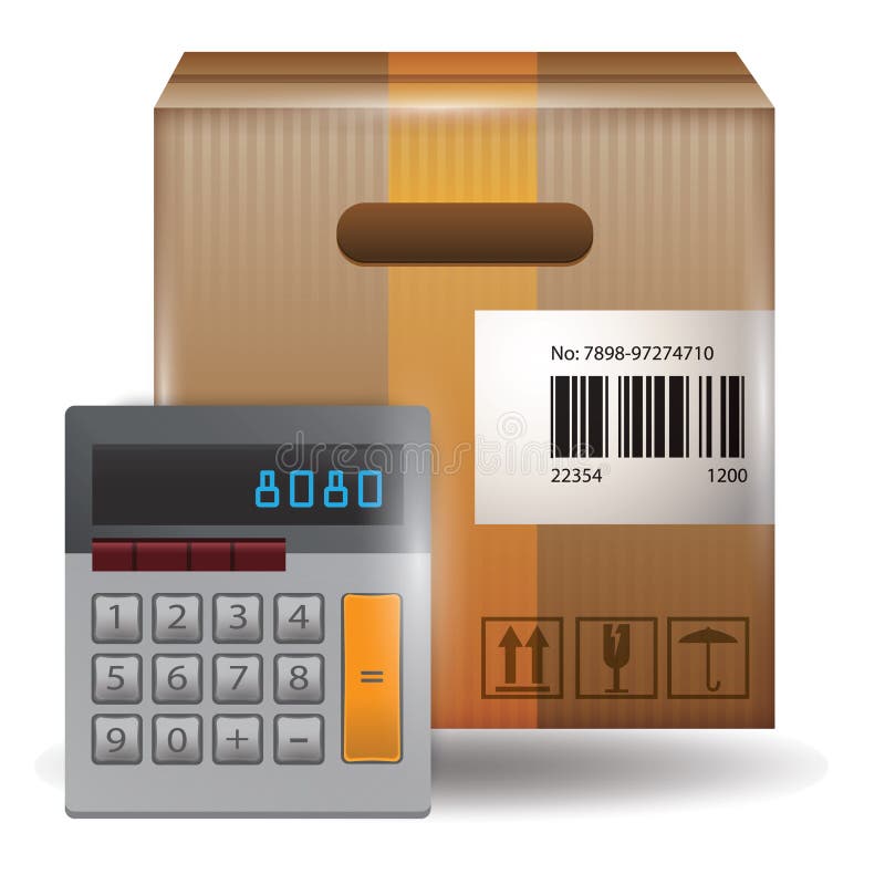 Calculator with Cardboard Box. Vector Illustration Decorative Design ...