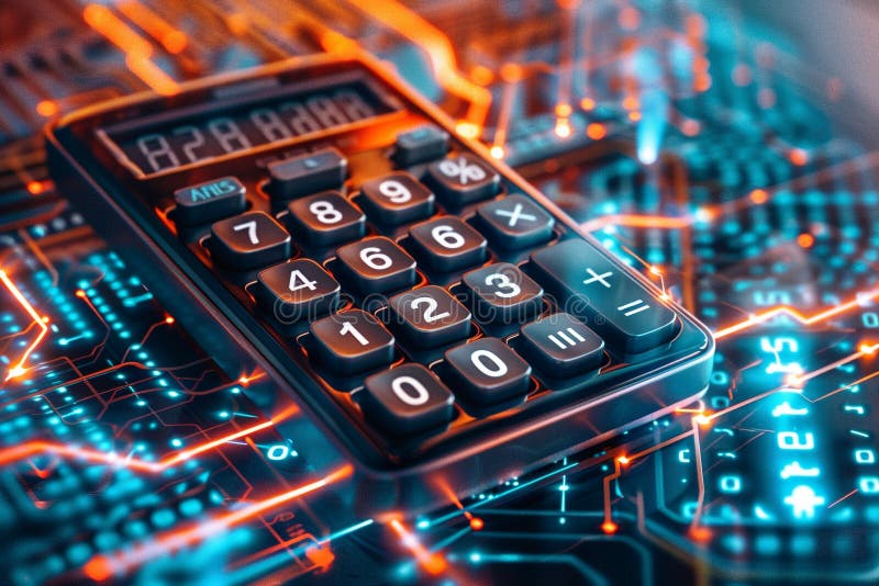 Calculator on a Circuit Board Digital Technology Finance Math ...