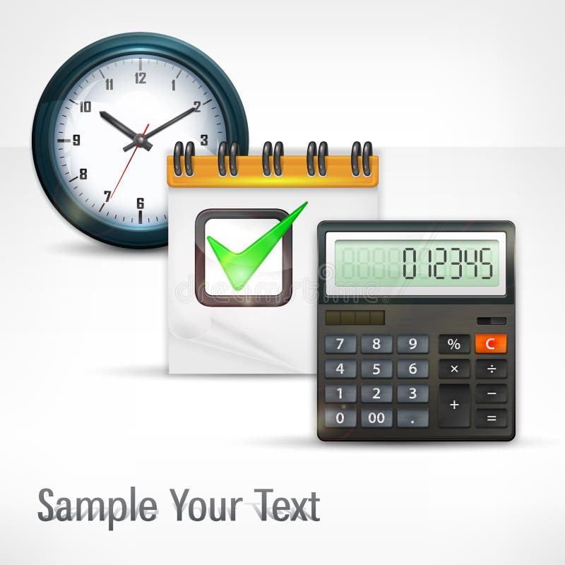 Calculator & clock stock vector. Illustration of accounting - 37647706