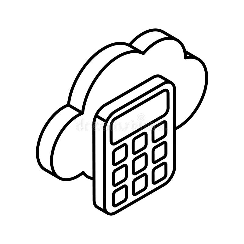 Calculator with Cloud, Cloud Calculation Vector Design, Cloud Calculator Icon Stock Vector ...