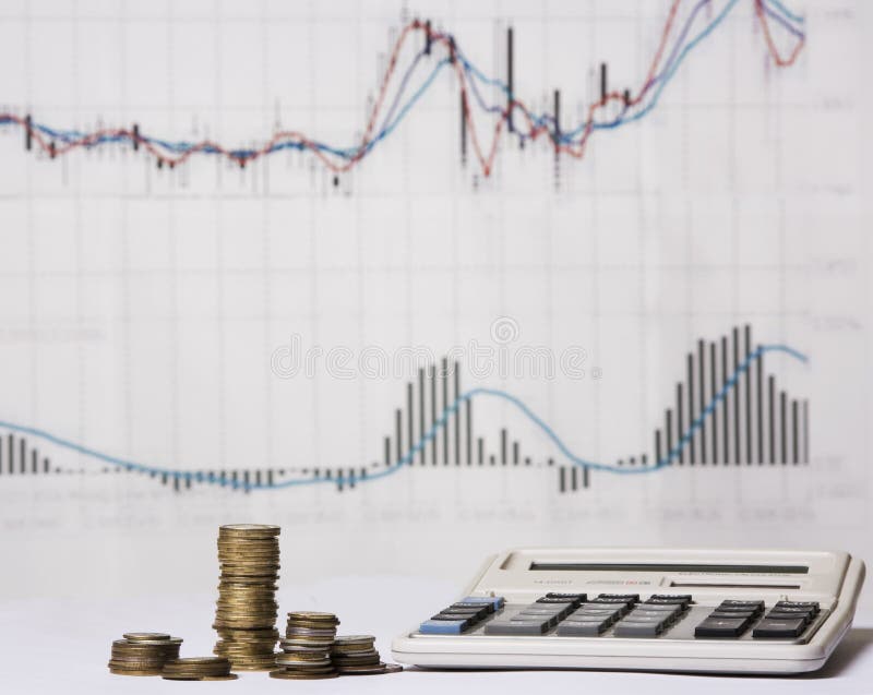 Calculator, Coins and Economic Graph Stock Photo - Image of diagram ...