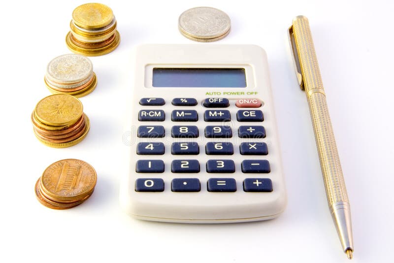 Calculator And Coins On Financial Chart Stock Photo - Image of earnings ...