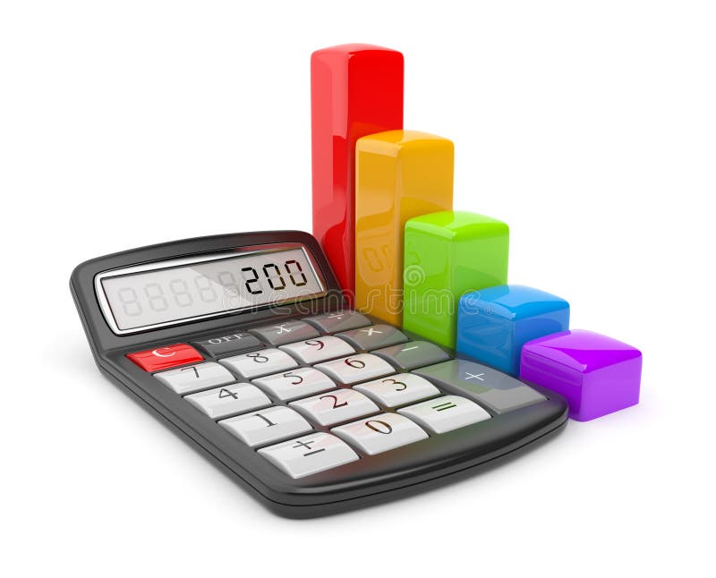 Calculator and Colorful Business Chart. Icon 3D Stock Illustration ...
