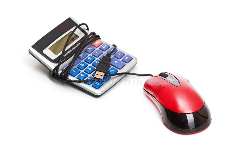 Calculator and Computer Mouse Stock Photo - Image of button, electronic ...