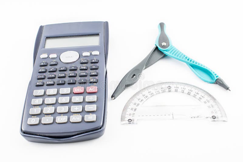 Calculator, Conveyor and Compass. Stock Image - Image of objects, tools ...