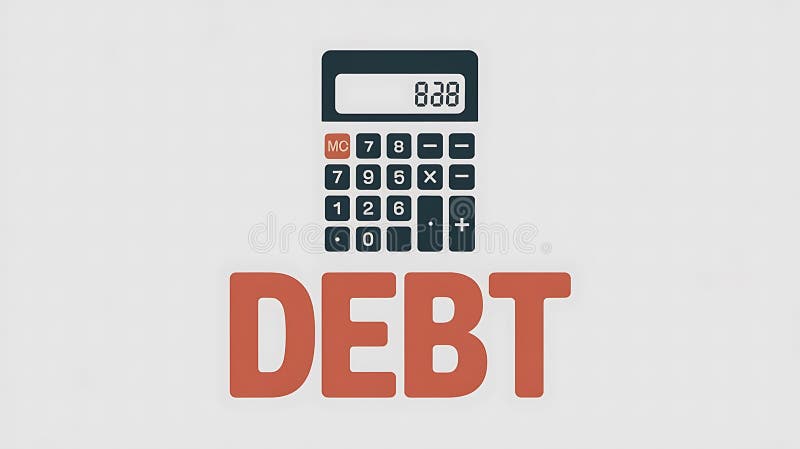 Calculator and DEBT Text, Visualizing the Calculation of Financial ...
