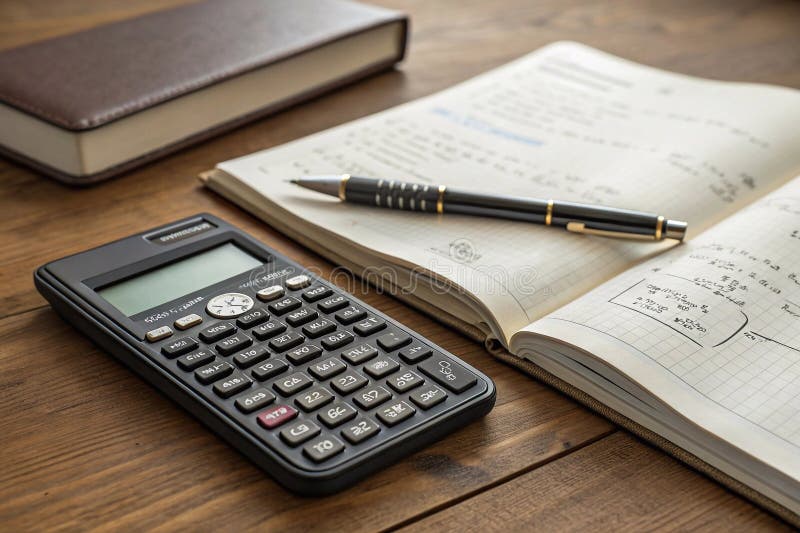 Calculator Desktop Next Pen Open Math Textbook Stock Photos - Free ...