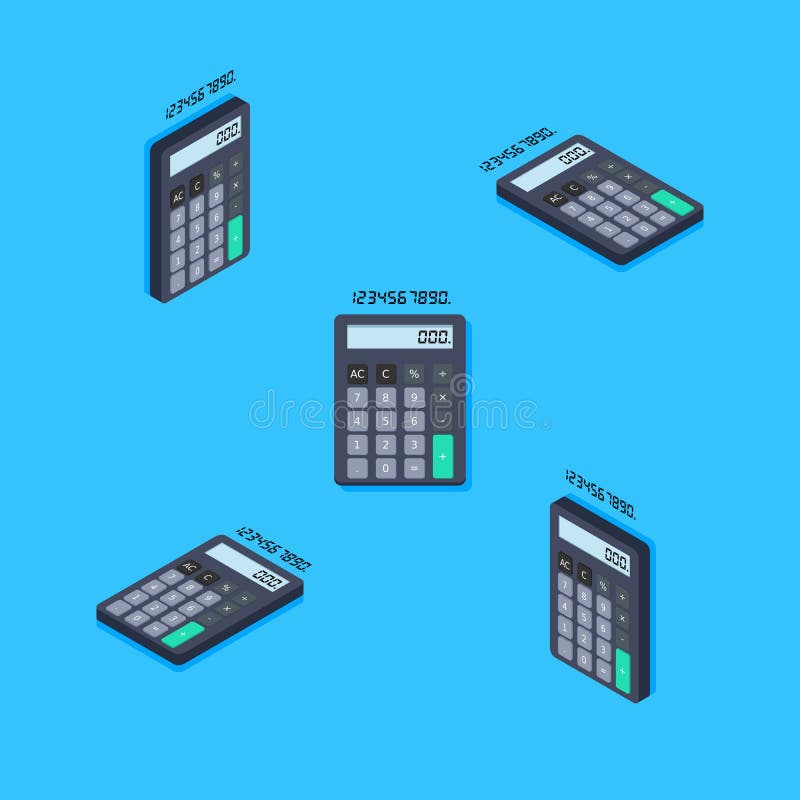 Calculator and Digital Number Isometric & Flat Icon Vector Stock Vector ...
