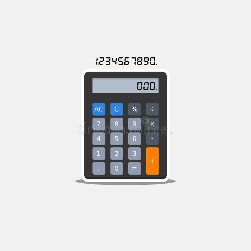 Calculator and Digital Number White Stroke and Shadow Icon Vector ...