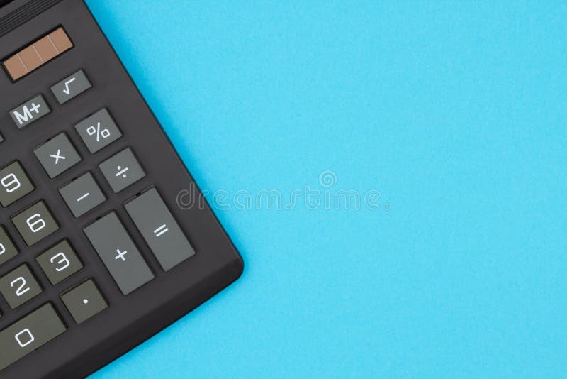 Calculator with a Display on Blue Paper Stock Image - Image of display ...