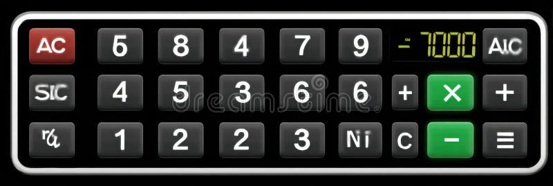 Calculator Display Showing a Calculation Result with Numeric Keypad and ...