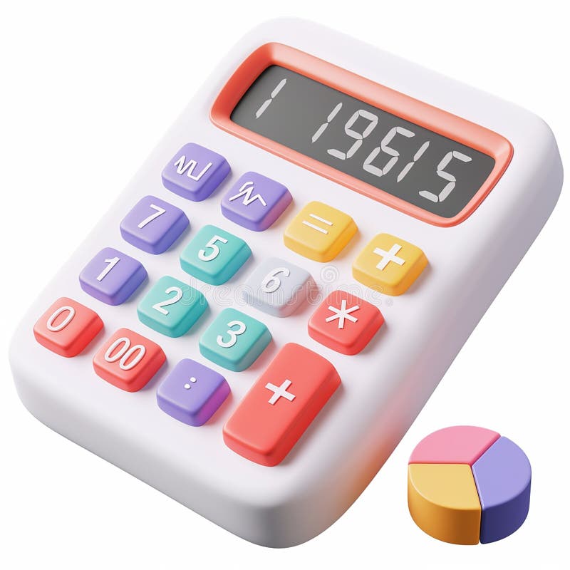 Calculator Displaying Financial Symbols on a White Background Stock ...