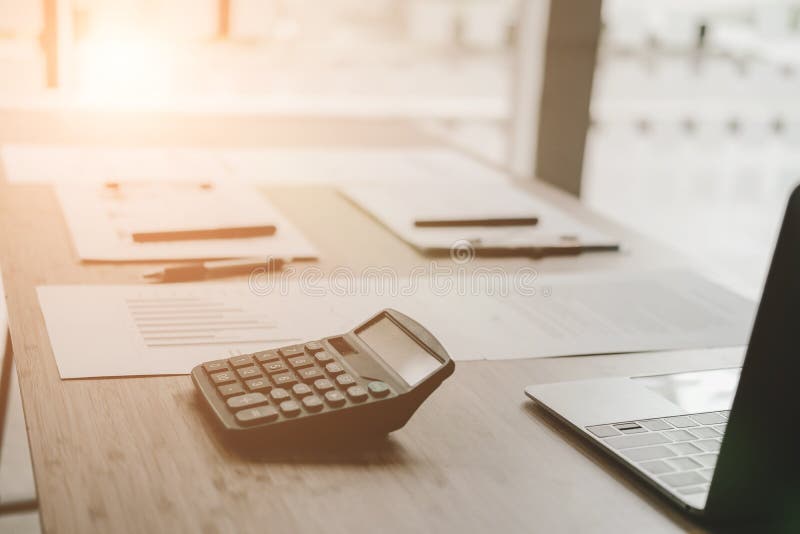 Calculator Document on Accountant Desk at Office Stock Image - Image of ...