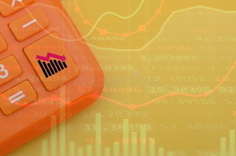 A Calculator with a Downward-facing Arrow, Symbolizing a Decline or ...