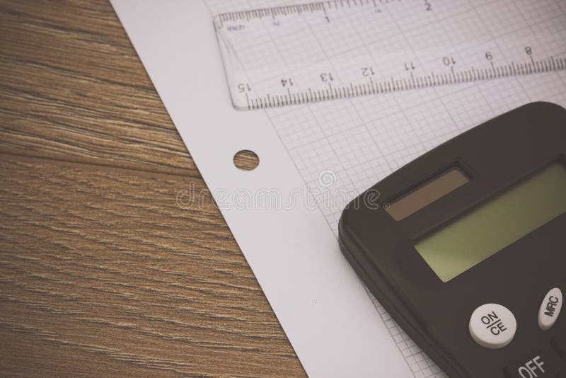 Calculator and Drawing Equipment and Graph Paper Stock Photo - Image of ...