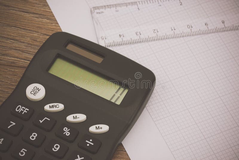 Calculator and Drawing Equipment and Graph Paper Stock Photo - Image of ...