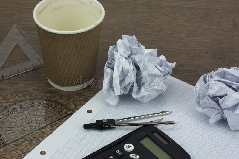 Calculator and Drawing Equipment and Graph Paper Stock Image - Image of ...