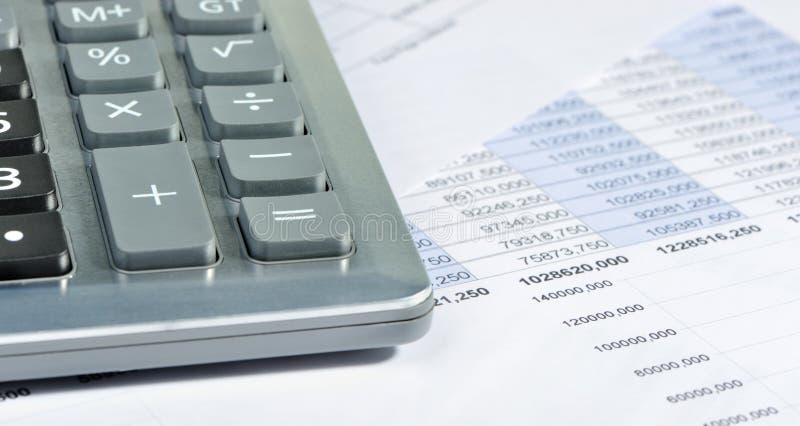 The Calculator and the Financial Report Stock Photo - Image of ...