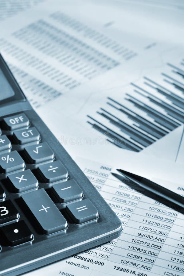 Calculator On Financial Statement Stock Image - Image of savings ...