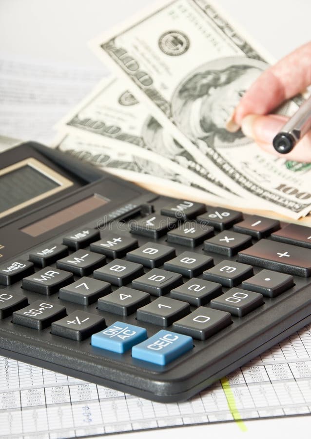 Calculator and the Financial Report Stock Image - Image of human ...