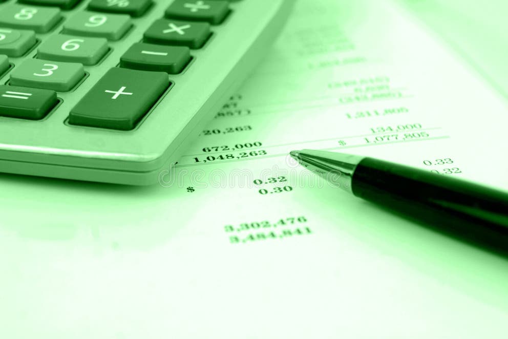 Calculator on Financial Statement Stock Image - Image of savings ...