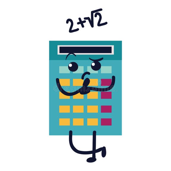Calculator Flat Icon, Sad Numerator with Math Example and Colorful ...