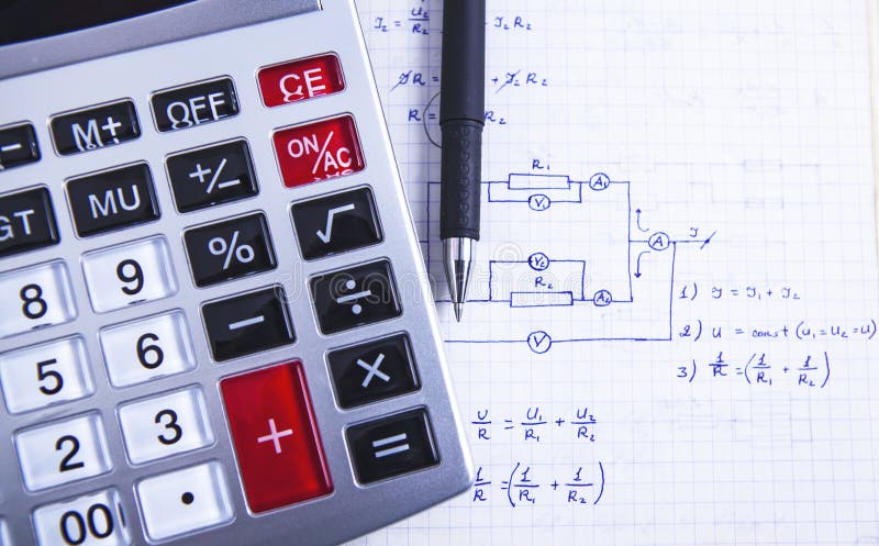 Calculator formula pen stock image. Image of close, laptop - 140263293