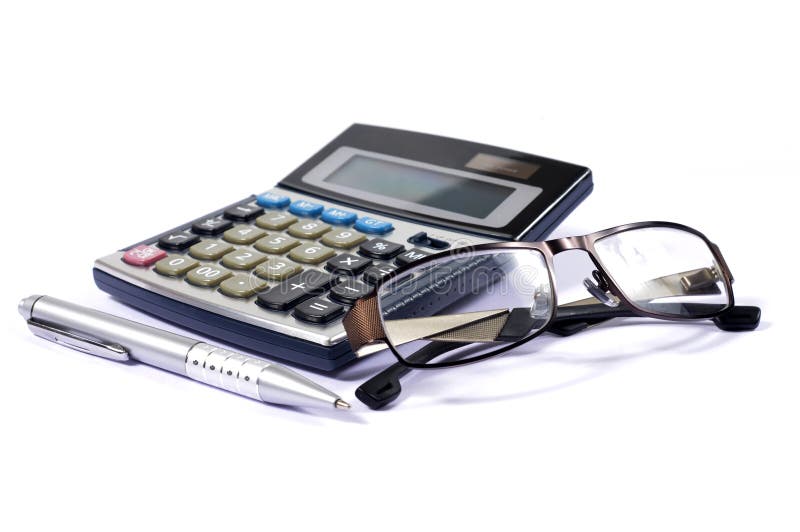 Calculator, Pen And Glasses Stock Image - Image of accounts, payment ...