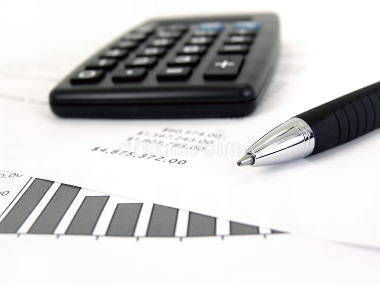 Calculator and Graph with Pen Stock Image - Image of graph, chart: 3881111