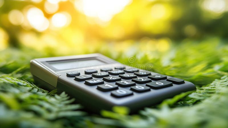 Calculator on Grass in Sunlight, Nature Background Stock Illustration ...