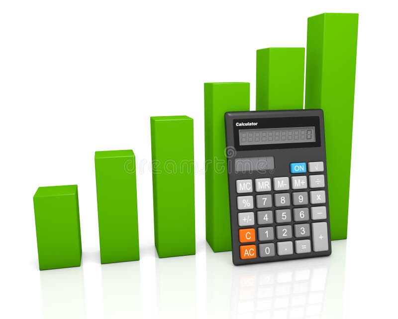 Calculator and Green Graph Diagram Stock Illustration - Illustration of ...