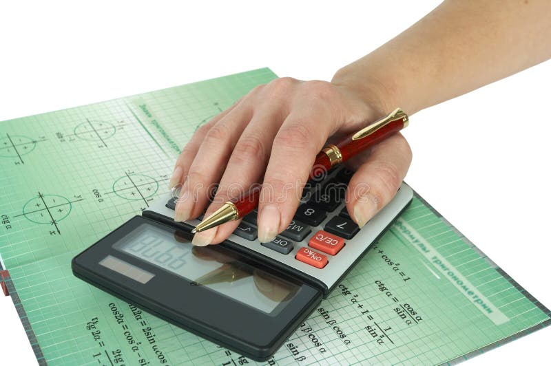 Calculator and hand stock photo. Image of office, computer - 6999134